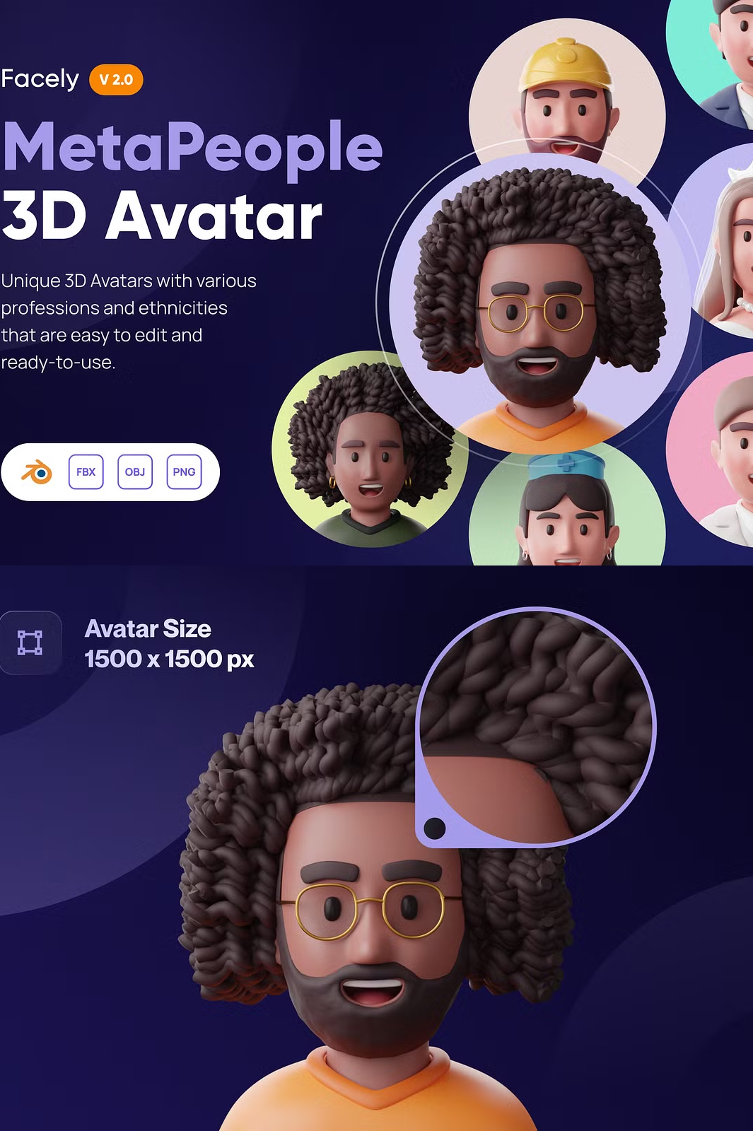 Facely v2 - MetaPeople 3D Avatar - Zupppa | Design Resources