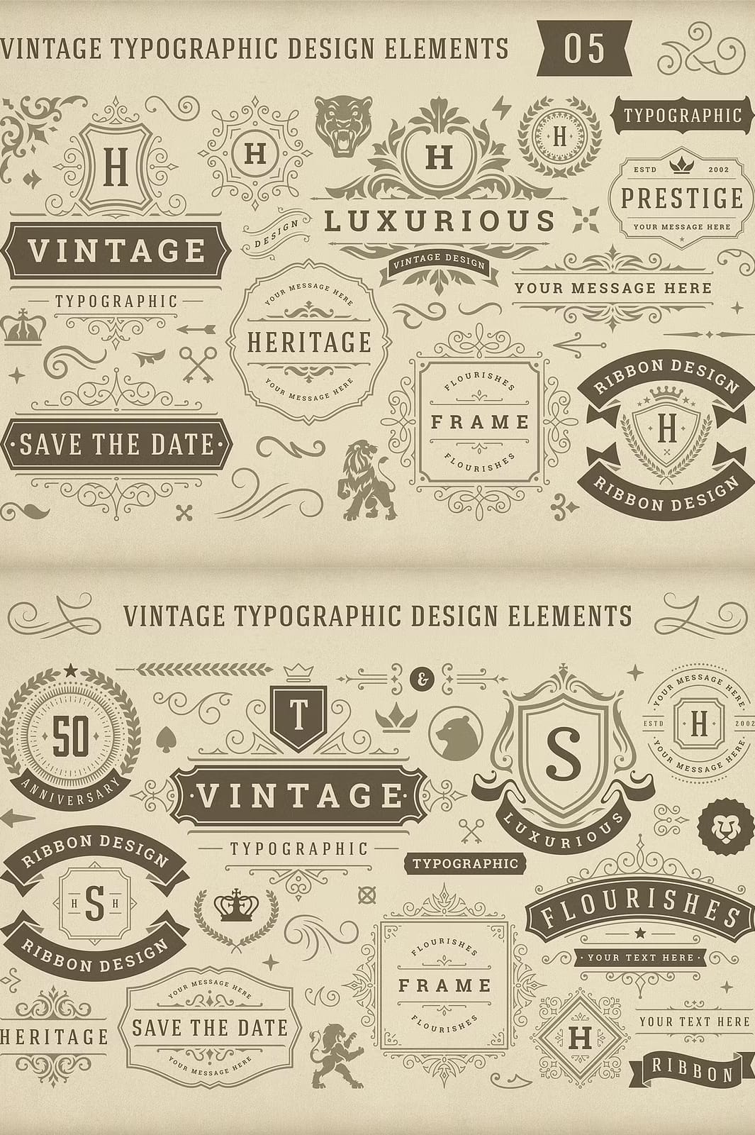 Vintage Typographic Design Elements - Zupppa | Design Resources