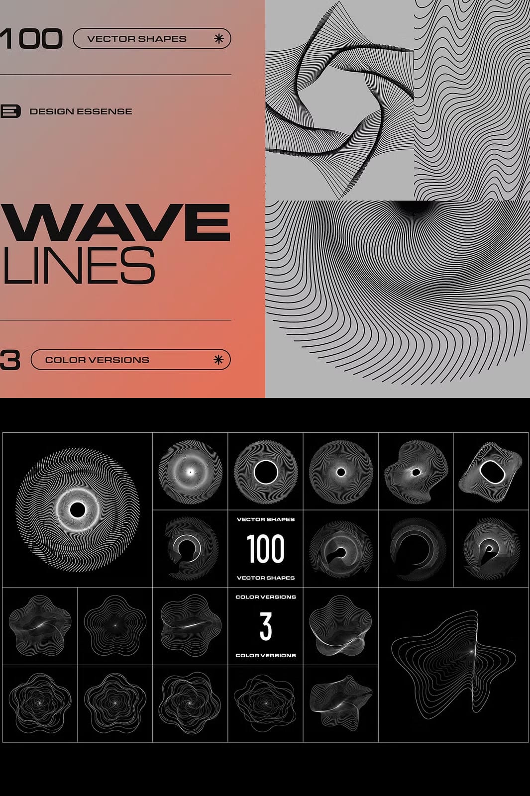 Wave Lines - 100 Vector Shapes - Zupppa | Design Resources