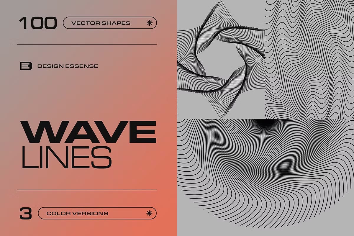 Wave Lines - 100 Vector Shapes - Zupppa | Design Resources