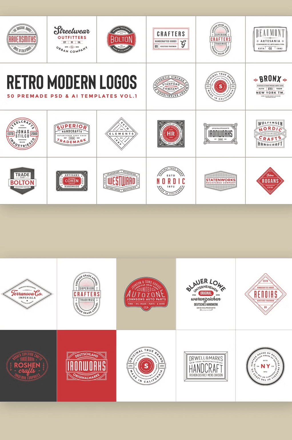 50 Retro Modern Logos Vol.1 - Zupppa | Design Resources