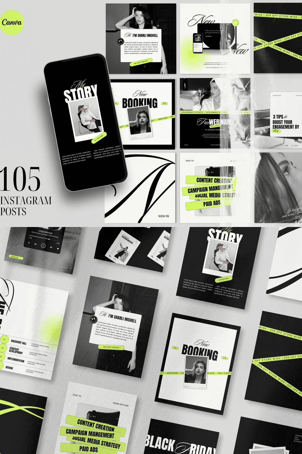 Bold Neon Social Media Templates - Zupppa | Design Resources