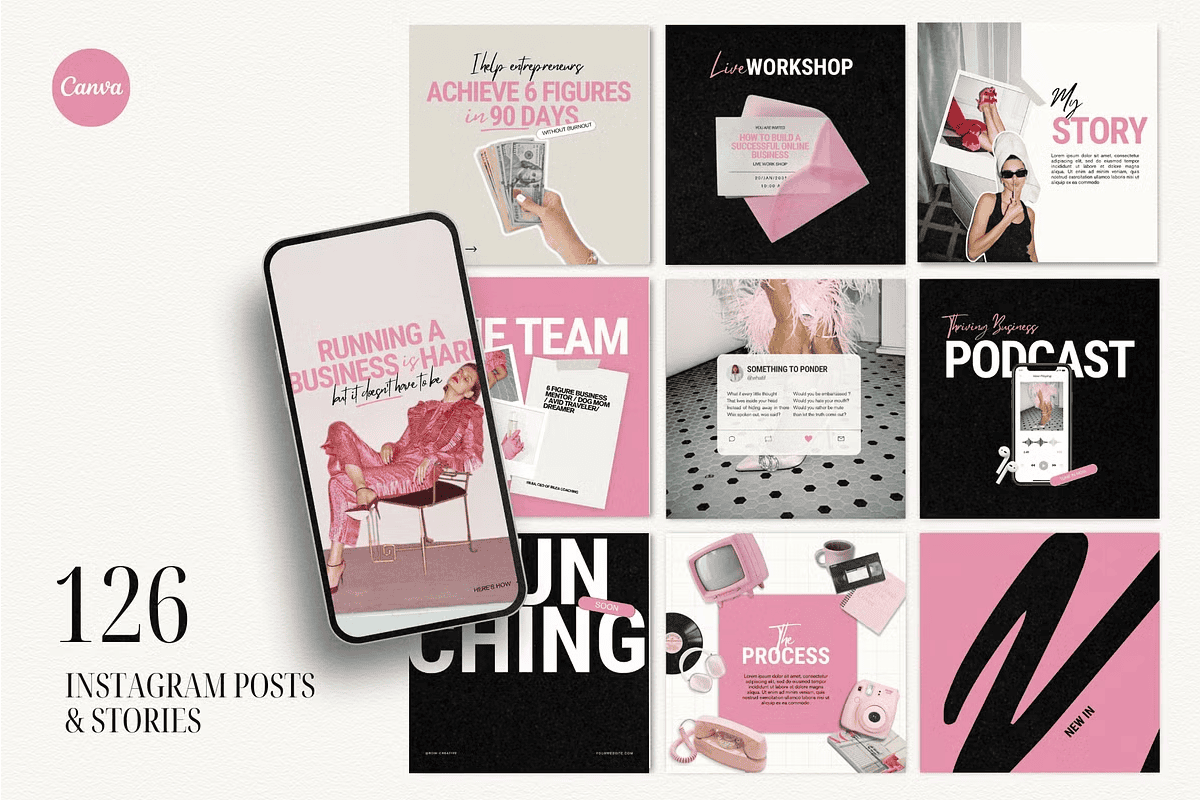 Pink Bold Instagram Template - Zupppa | Design Resources