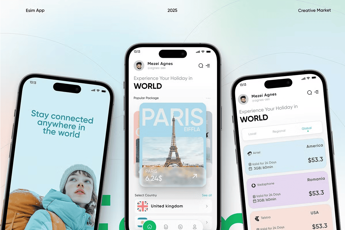 eSIM Mobile App – Travel eSIM - Zupppa | Design Resources